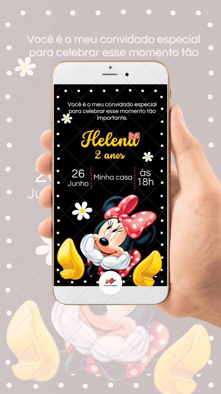 Convite digital Minnie Vermelha – Arte Coelho Digital